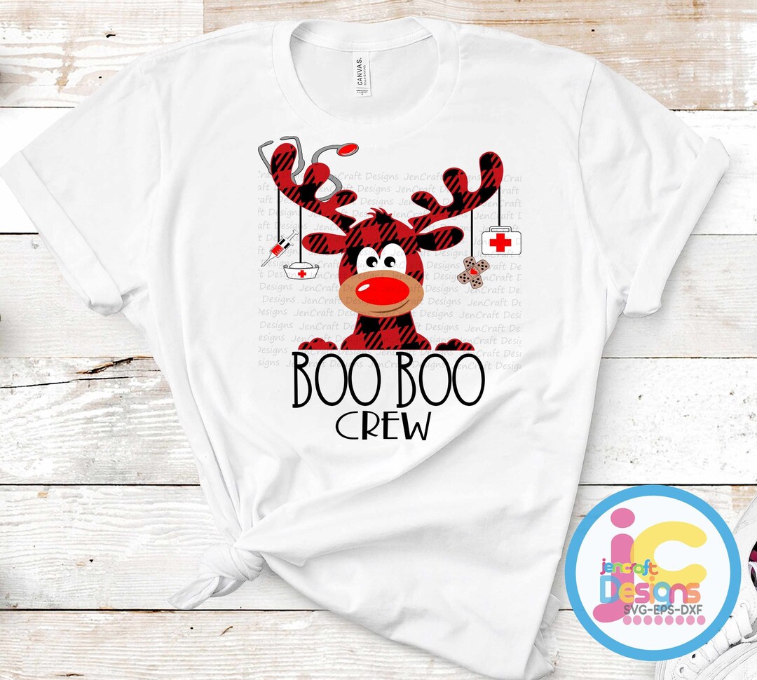 Medical Boo Boo Crew Buffalo Plaid Moose SVG, Christmas Svg, First Aide ...