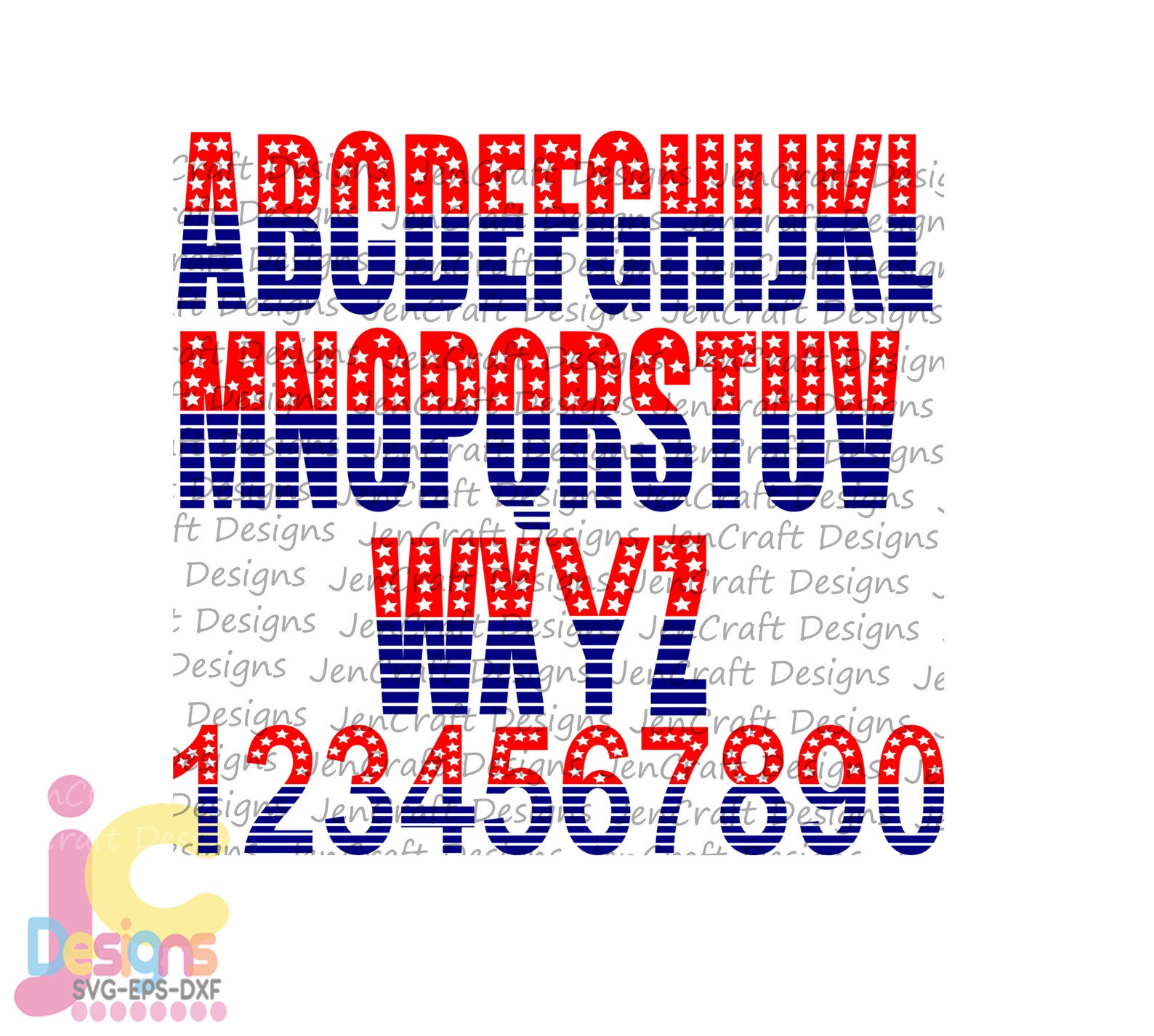 4th of July Svg Patriotic Stars and Stripes Alphabet SVG US American ...