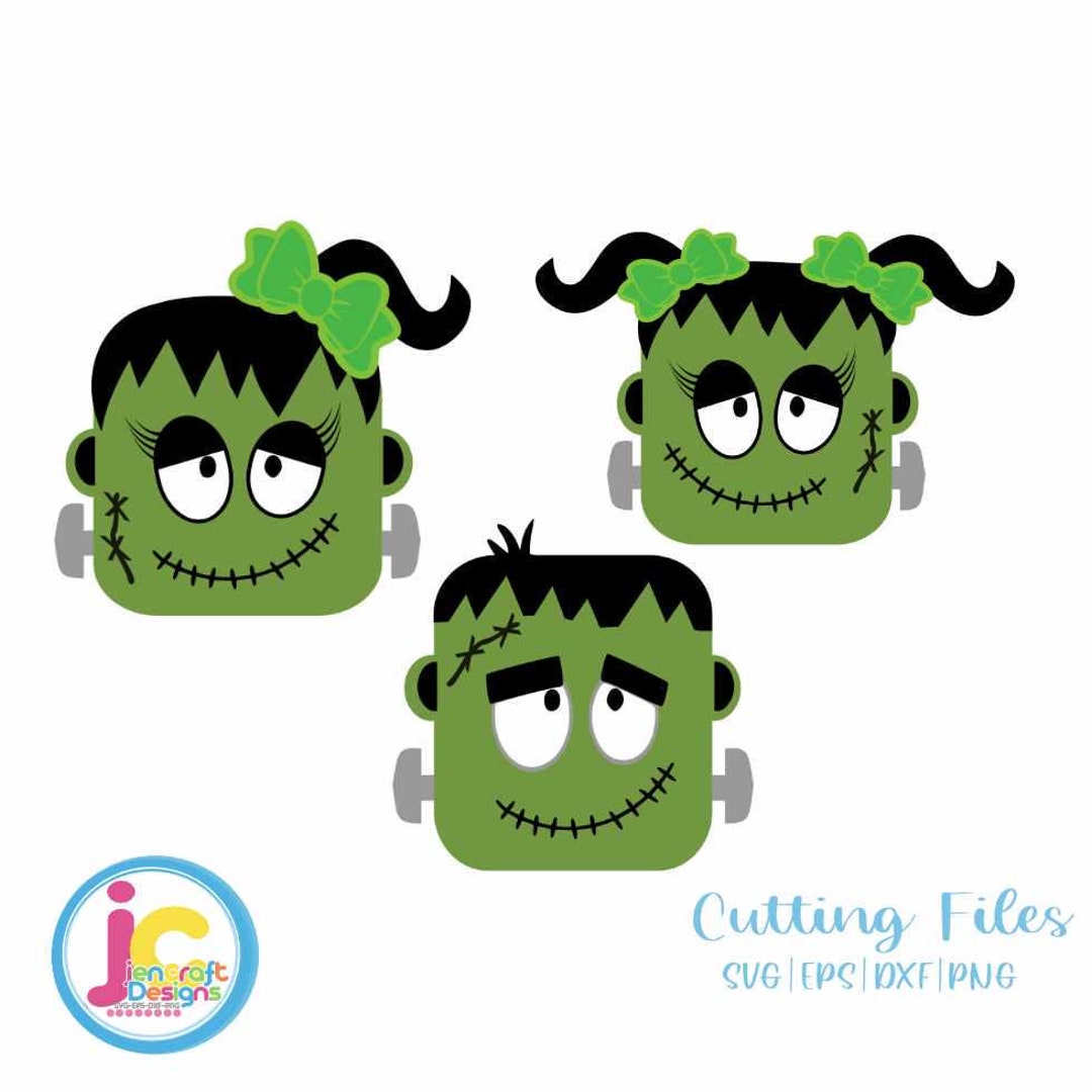 Halloween Frankenstein SVG: Boy, Girl, Monster Faces (cut File) - Etsy