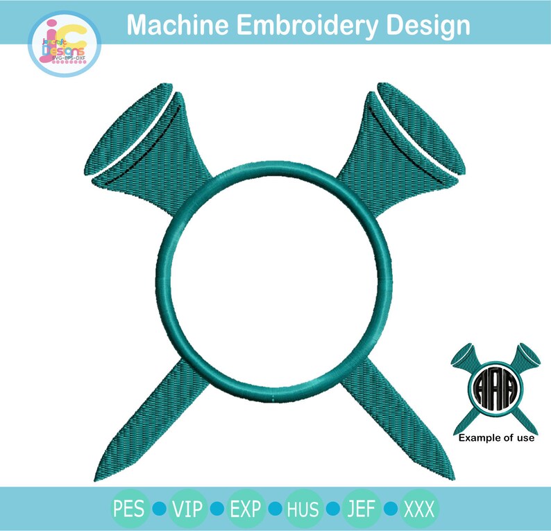 Double Golf Tee Embroidery Design Monogram Frame Instant - Etsy