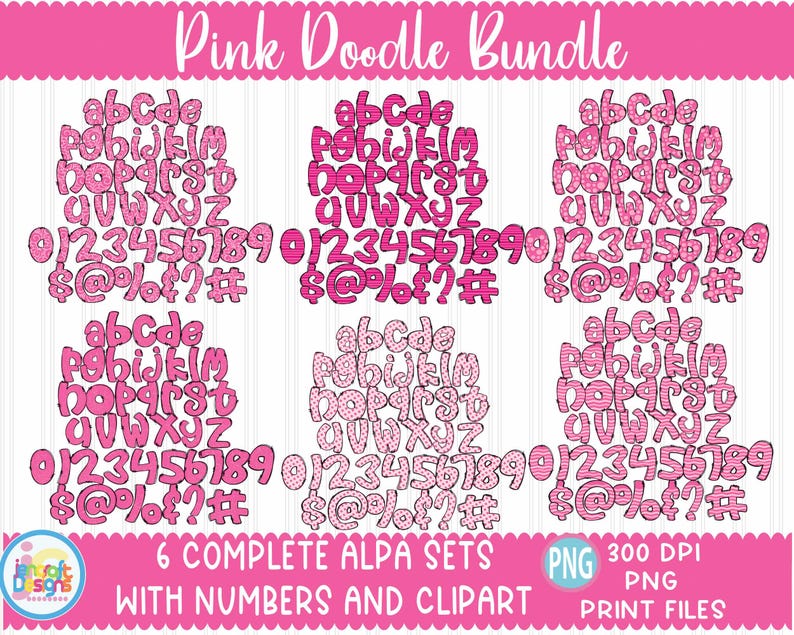 Breast Cancer Awareness Doodle Letters: Pink Alphabet PNG (printable ...