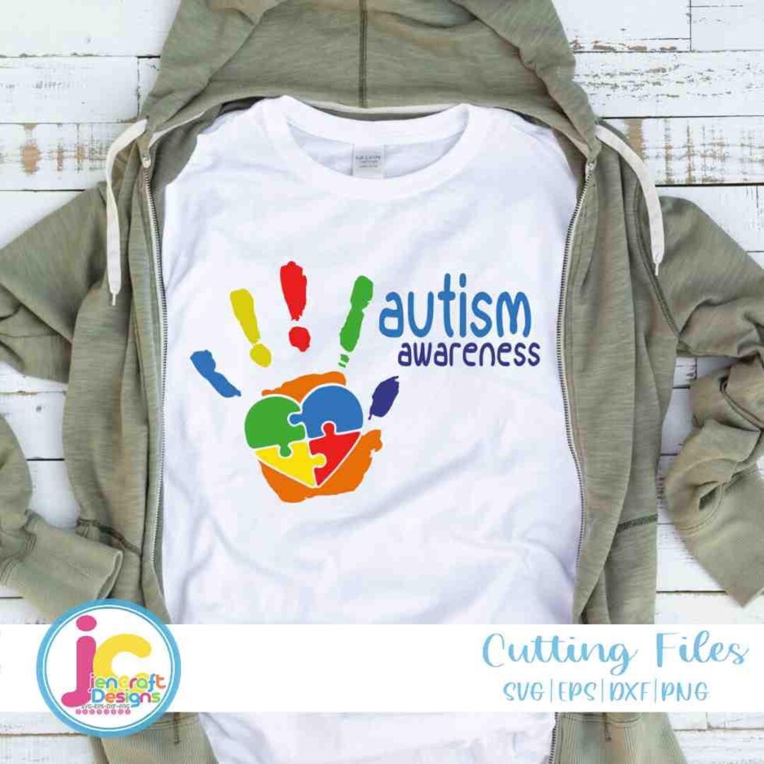 Autism Awareness Hand Print SVG, DXF, EPS & Printable Png Instant ...