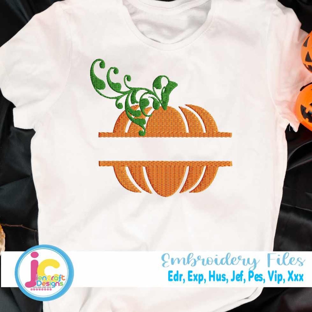 Split Pumpkin Embroidery Monogram Frame, Fall Thanksgiving (digital ...