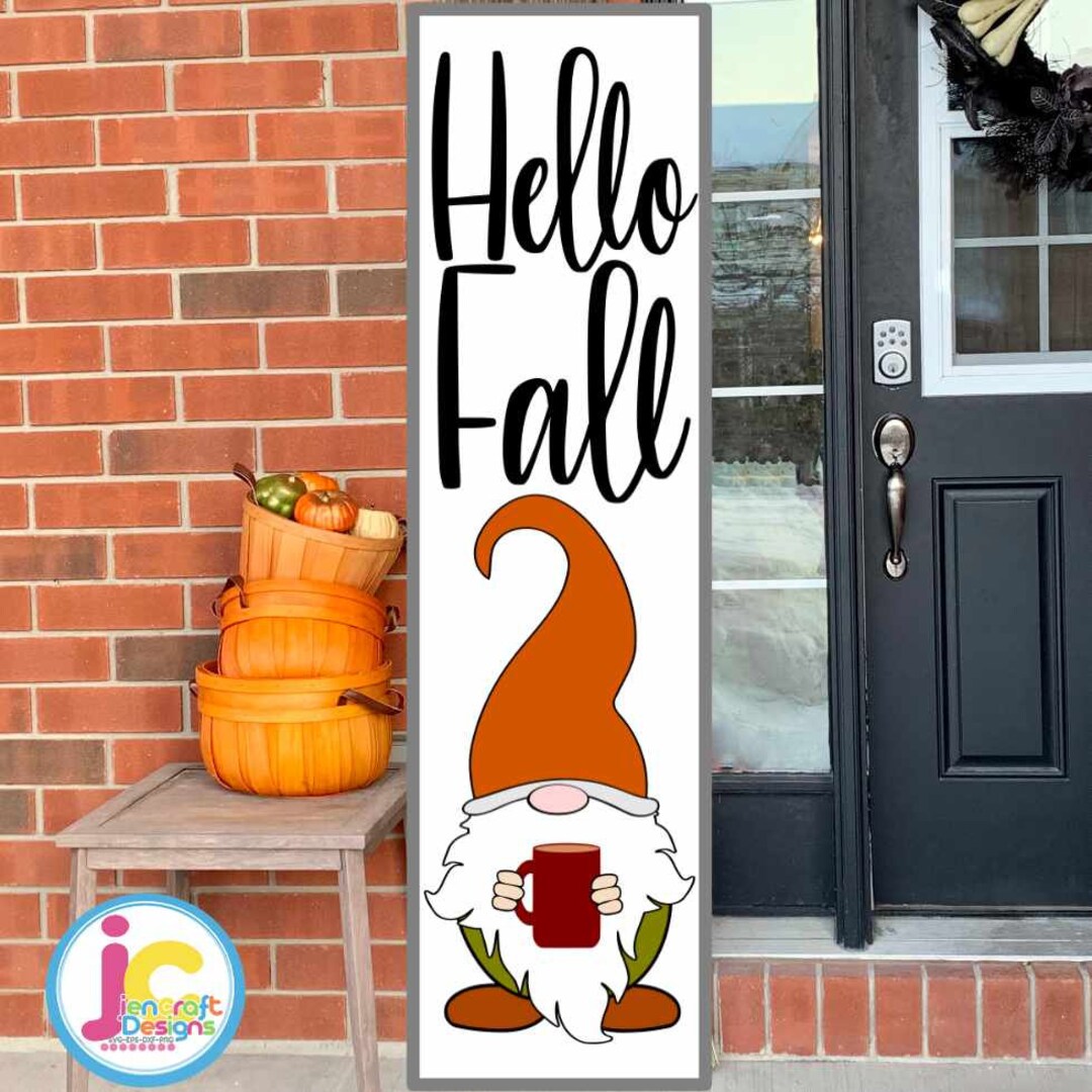 Hello Fall Porch Leaner Sign SVG Bundle Gnome Pumpkin SVG Autumn ...