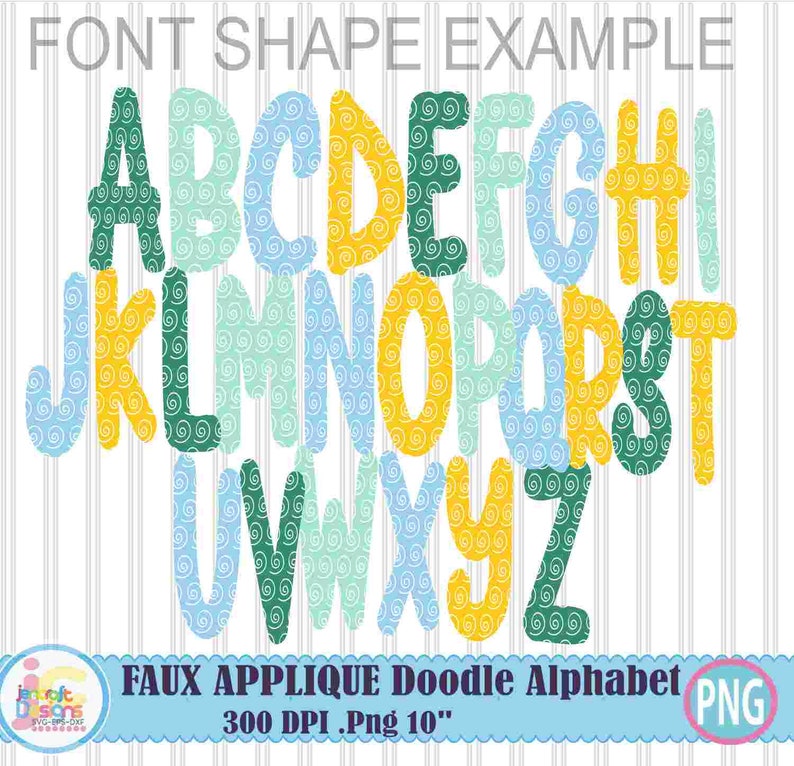 Beach Faux Applique Doodle Letters Png Summer Hand Drawn Alpha | Etsy
