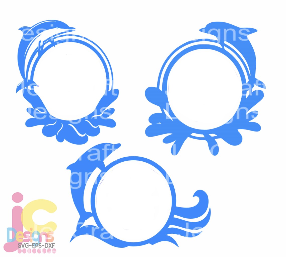 Dolphin SVG Summer Ocean Waves Wave Beach Monogram Frame SVG - Etsy