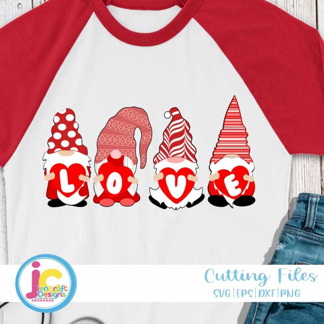 Valentine Gnome SVG, Love Svg, Valentine's Day, Gnomes Holding Hearts ...