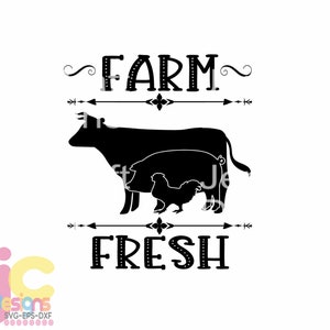 Kitchen Svg Design Farm Fresh Cow SVG Pig SVG Chicken SVG - Etsy