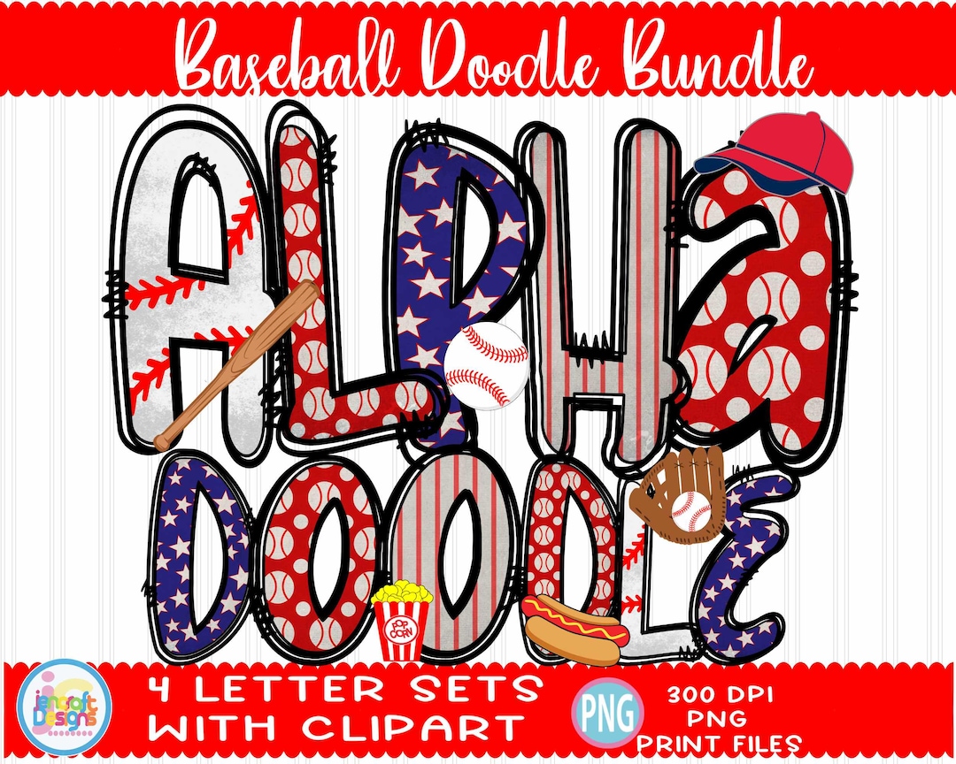 Baseball Doodle Letters: Clip Art Alpha Pack (PNG) - Etsy