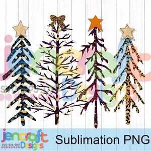 Christmas Tree Leopard Cheetah Print Sublimation Design, Wild Christmas ...