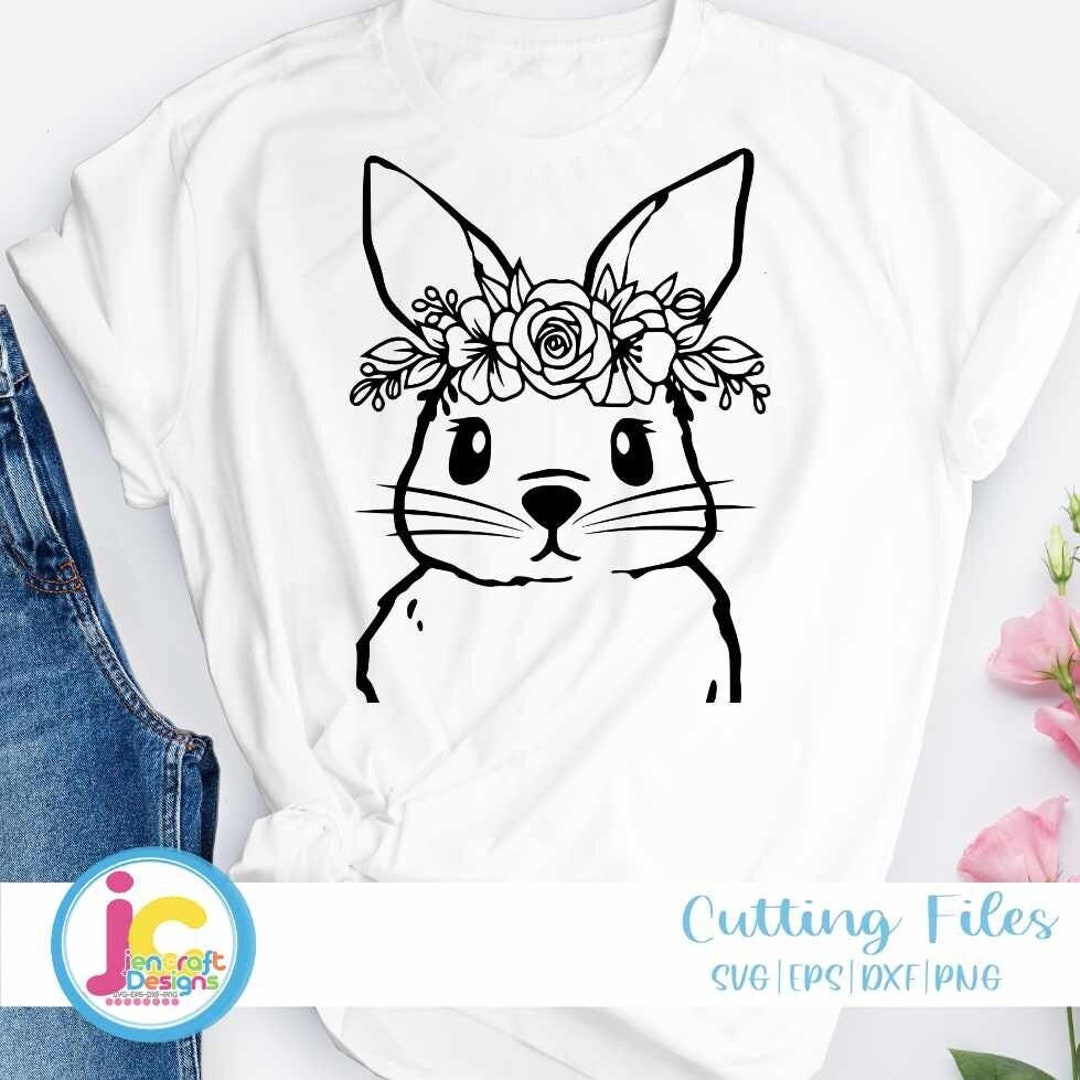 Floral Bunny SVG, Easter Svg, Spring Rabbit Design Cut File, Flower ...