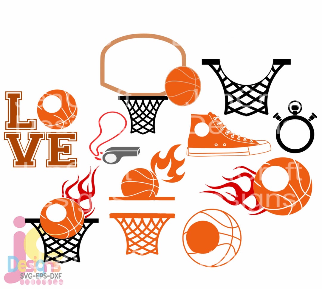 Basketball SVG, Monogram Frames Team Player LOVE Svg Flames Hoop Svg ...