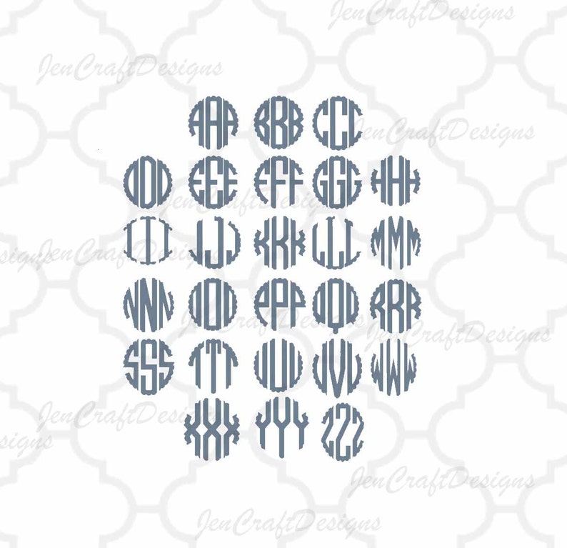 Circle Block Monogram Font Svg Round Alphabet Letters Cricut | SEMA ...