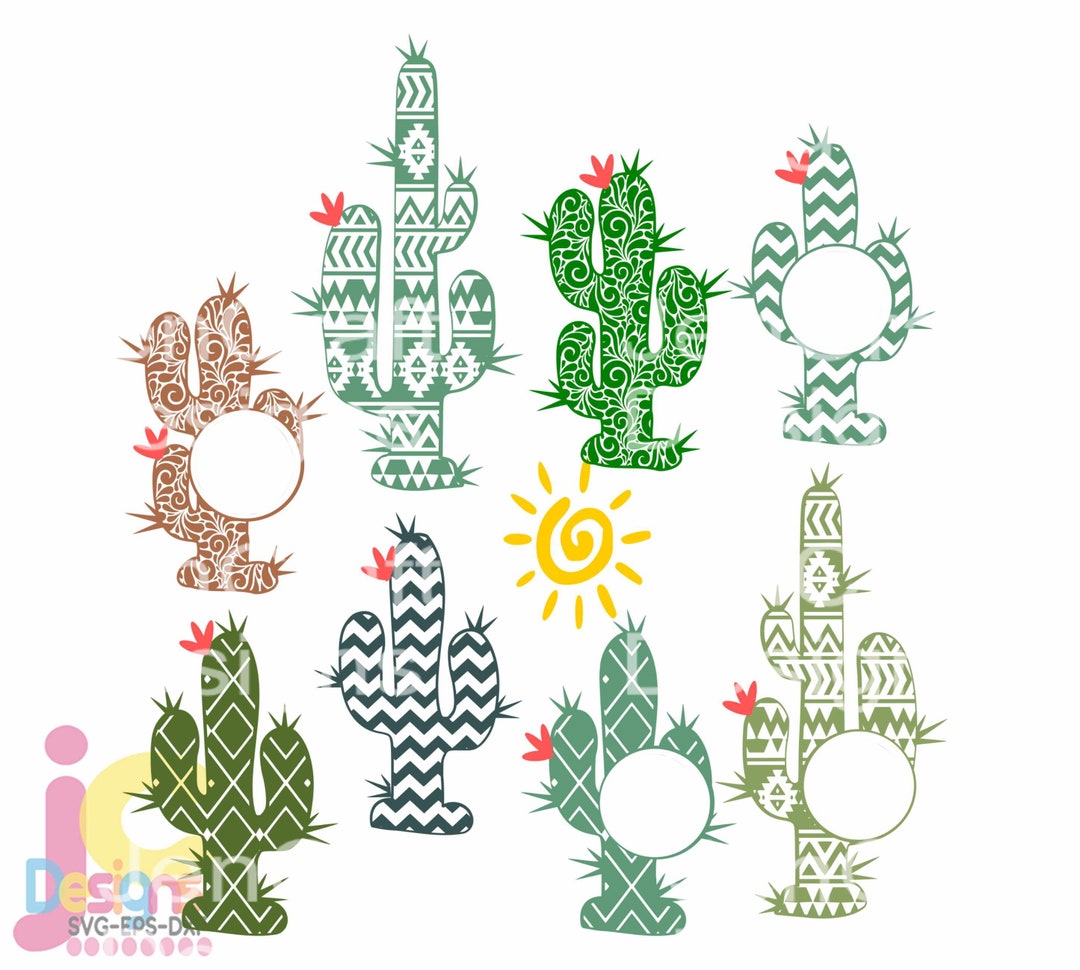 Cactus Monogram Frame SVG Bundle, Desert Aztec Cut File (digital ...