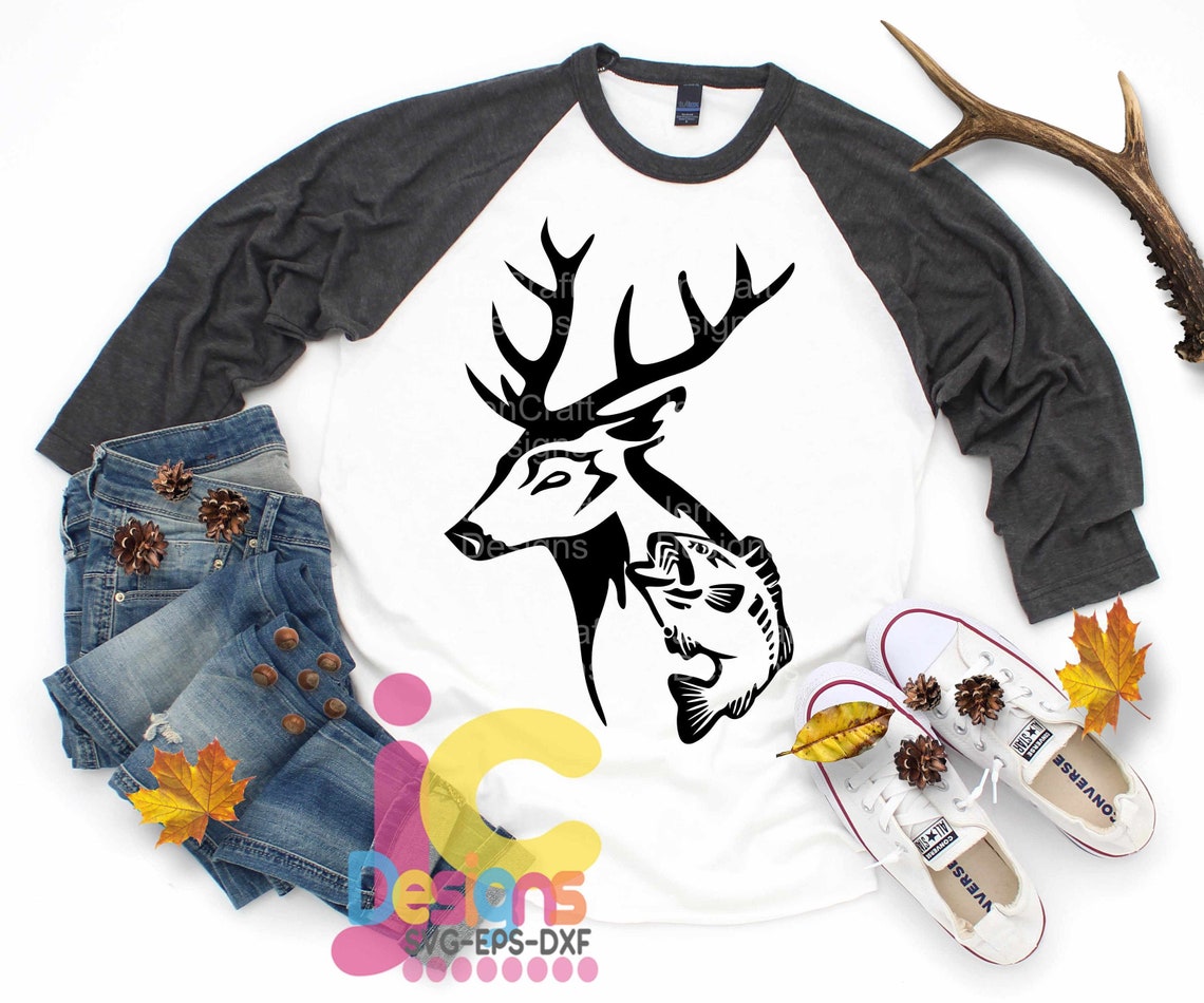 Deer SVG Antlers Hunting Fish With Deer Fishing Svg Hunter - Etsy