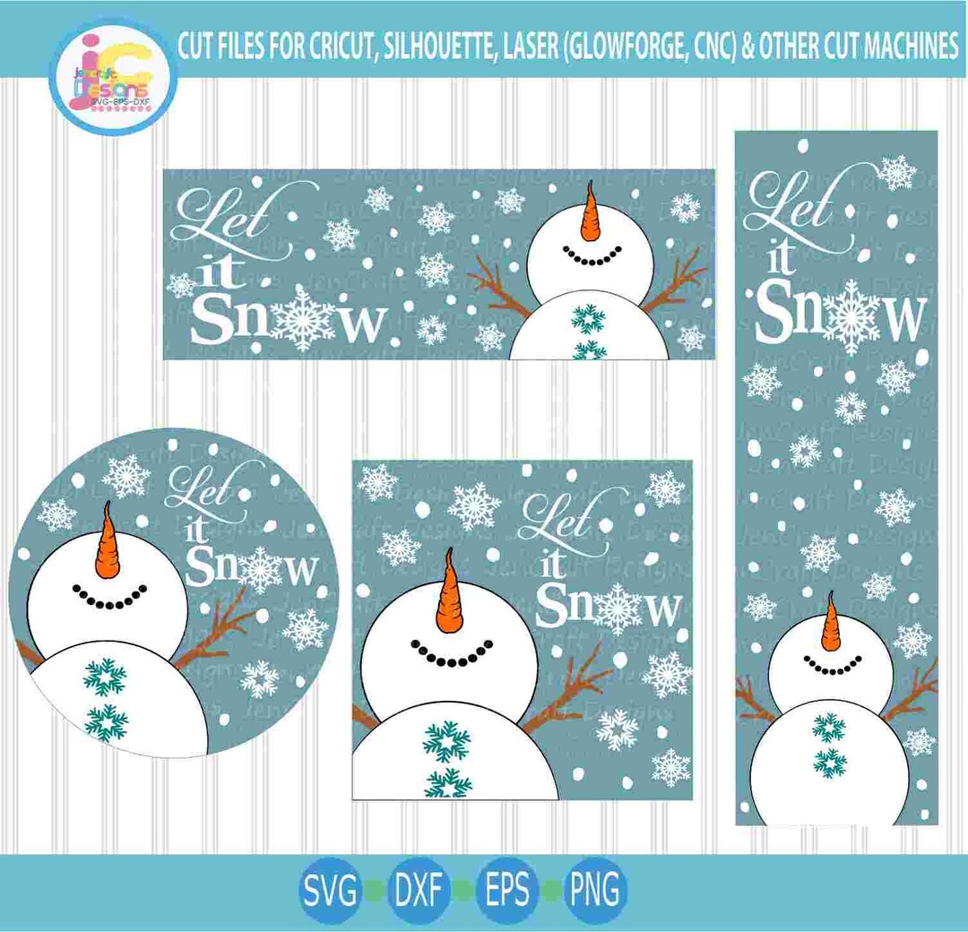 Snowman Svg, Let It Snow Sign Bundle SVG Winter Snowman Design Looking ...