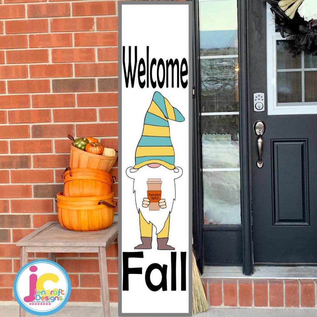 Welcome Fall Gnome Porch Leaner Sign SVG Bundle Gnome Pumpkin SVG Fall ...