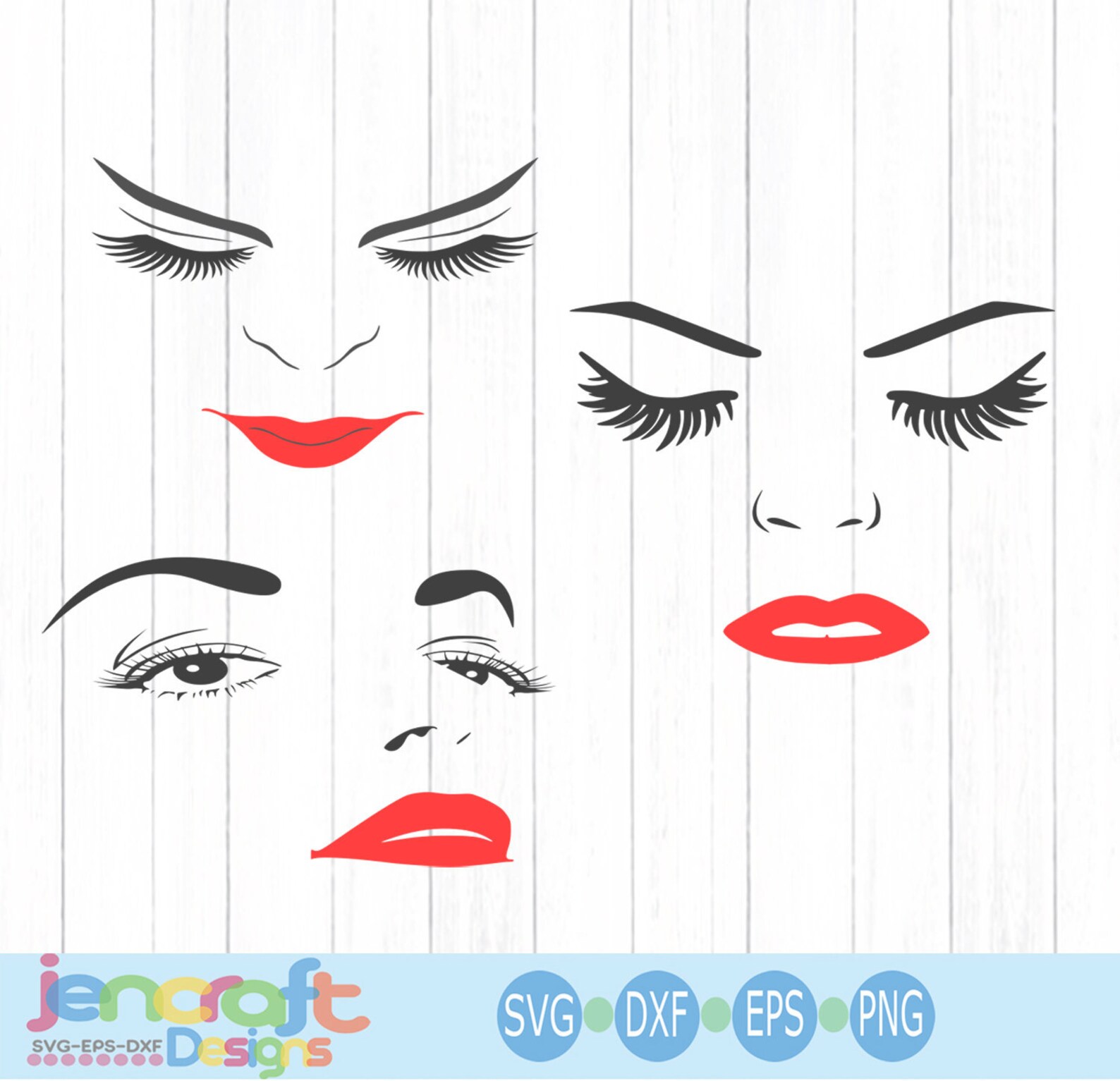 Women Face Svg Eyelashes SVG lips Women Face Clipart Face | Etsy