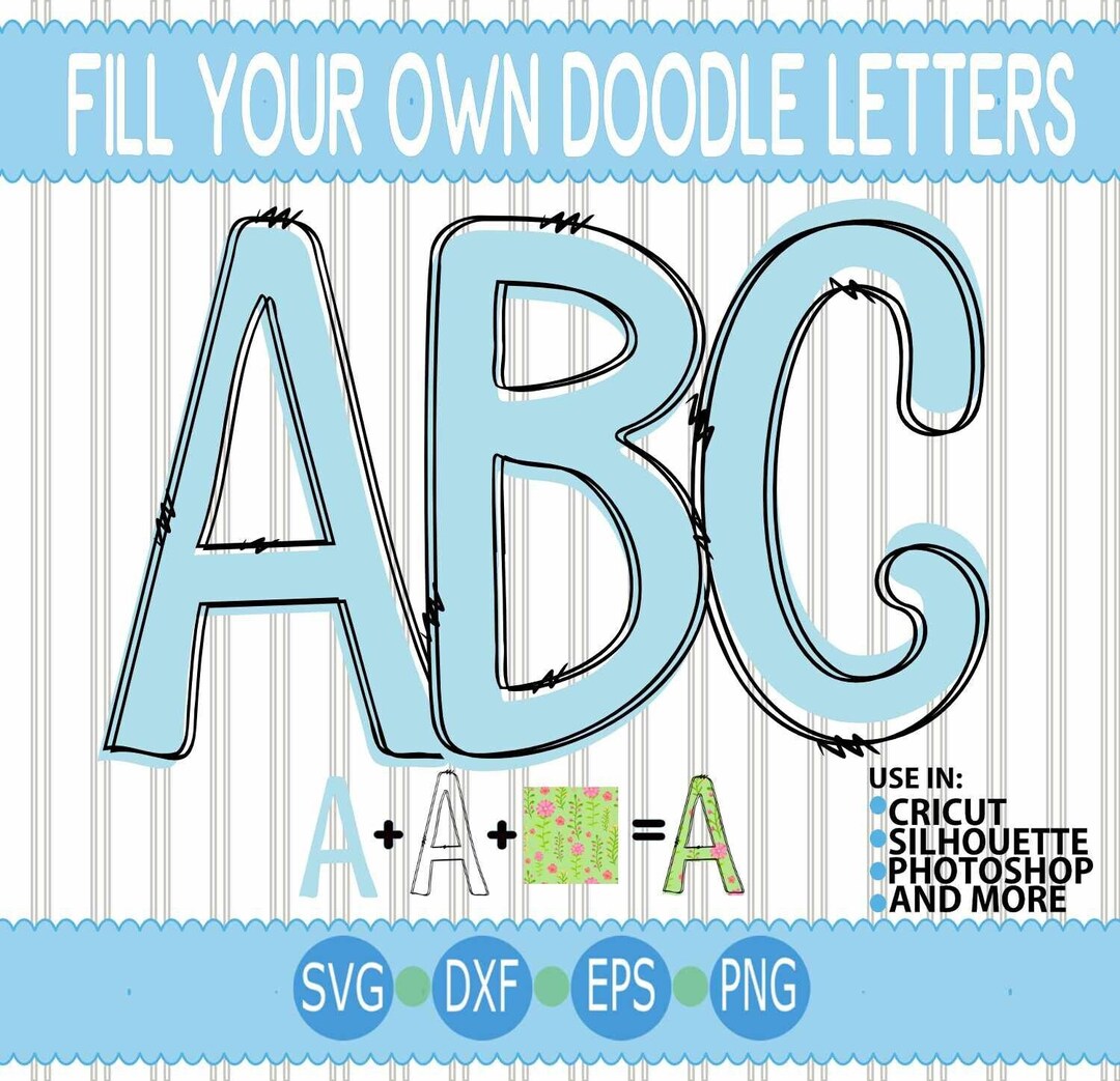 Doodle Alphabet SVG Bundle, Upper Case Doodle Letters, Hand-drawn Font ...