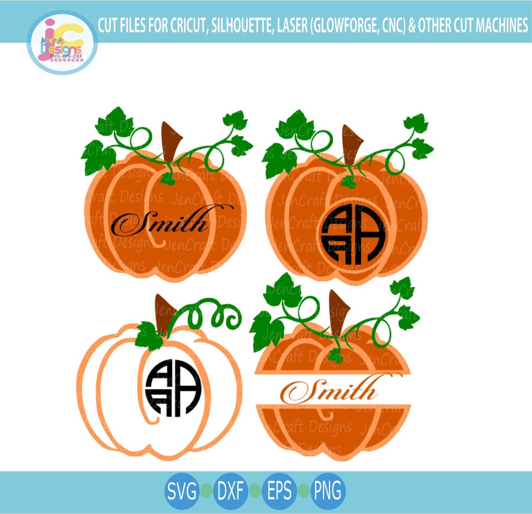Fall Pumpkin Monogram Frame Thanksgiving Bundle Svg, Cricut Silhouette ...