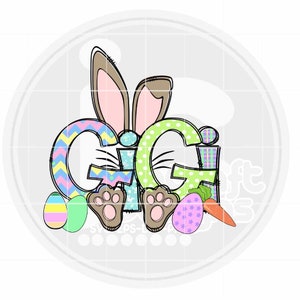 Gigi Bunny Easter Doodle Letters PNG: Grandma Family Matching Shirts ...