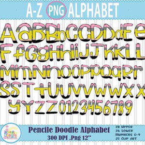 Last Day of School Png Doodle Alphabet Alpha Pack: Whimsical Pencil ...