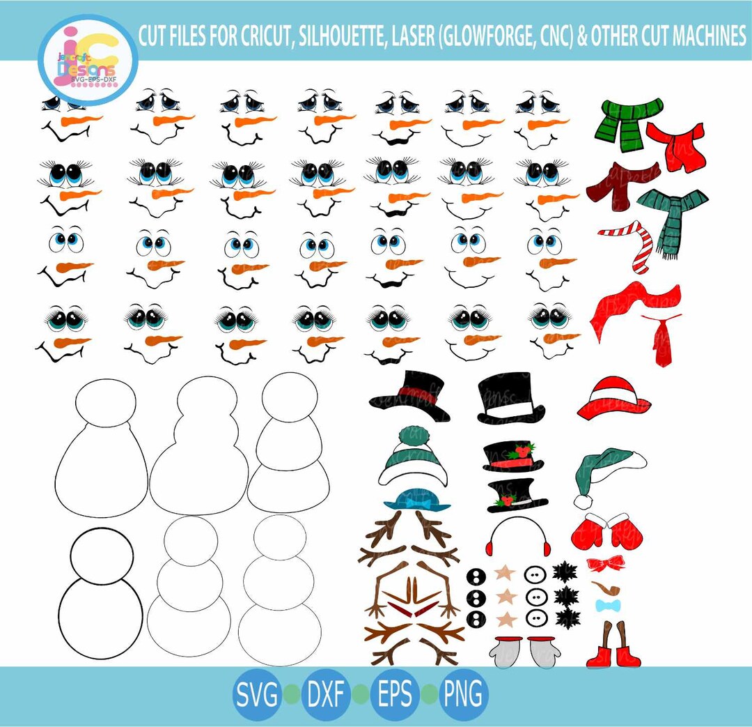 Snowman SVG Kit: Build-a-snowman Clipart Bundle (digital Download) - Etsy
