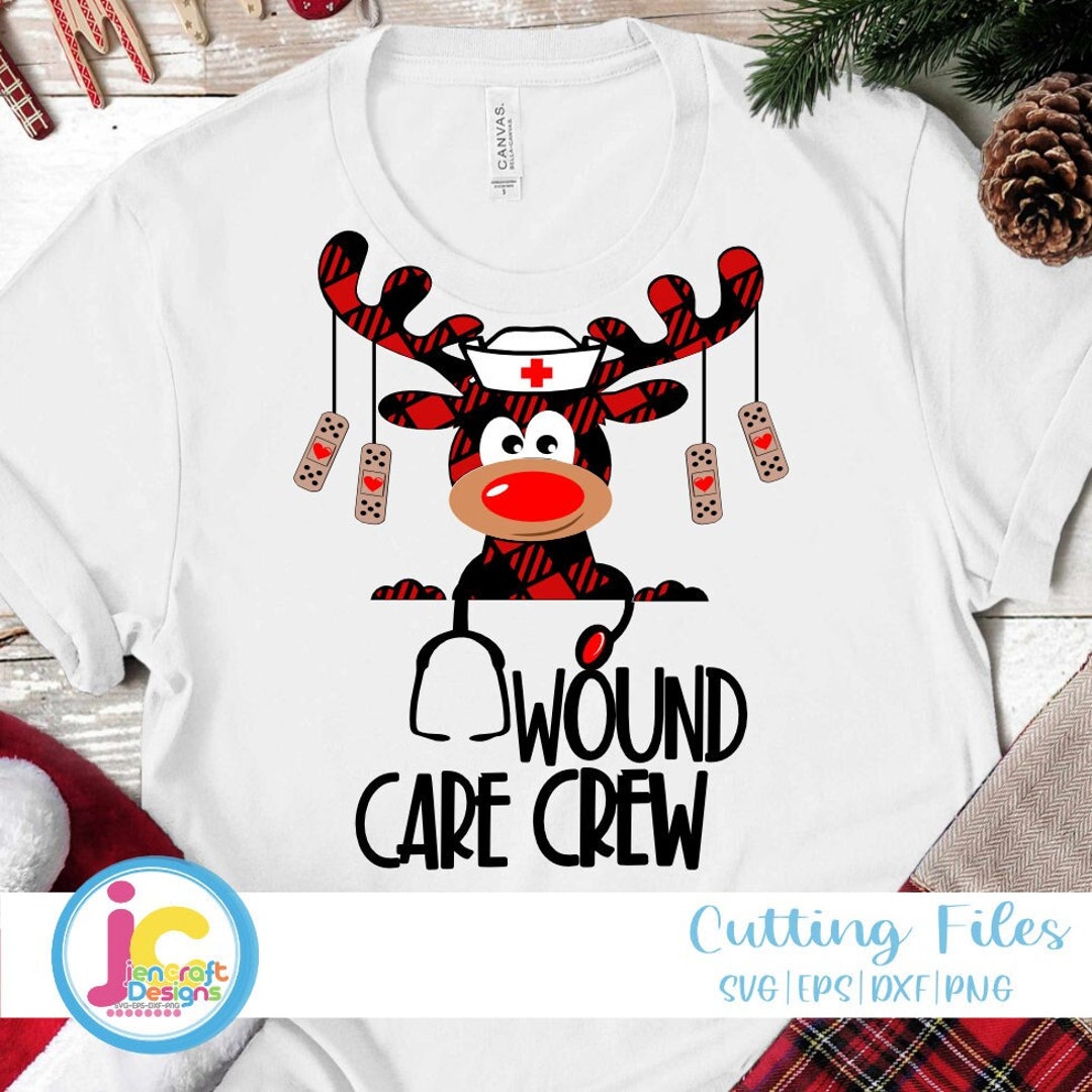 Buffalo Plaid Moose SVG, Wound Care Christmas Reindeer Nurse Svg ...