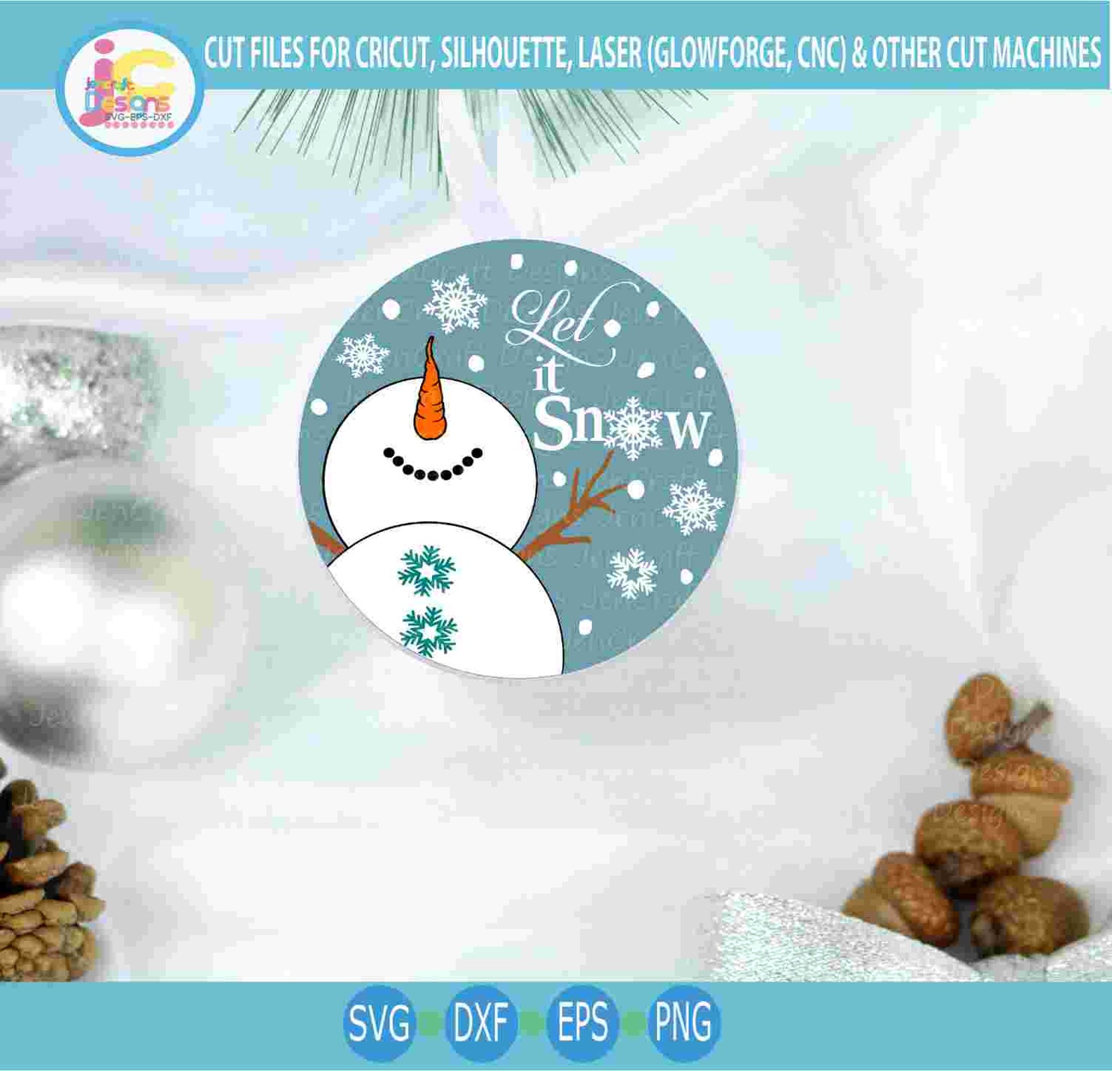 Snowman Svg Let It Snow Round Sign SVG Winter Snowman Design - Etsy