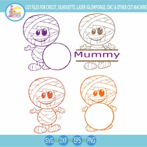 Mummy Monogram Frame Svg Eps Dxf Eps Halloween Monogram - Etsy