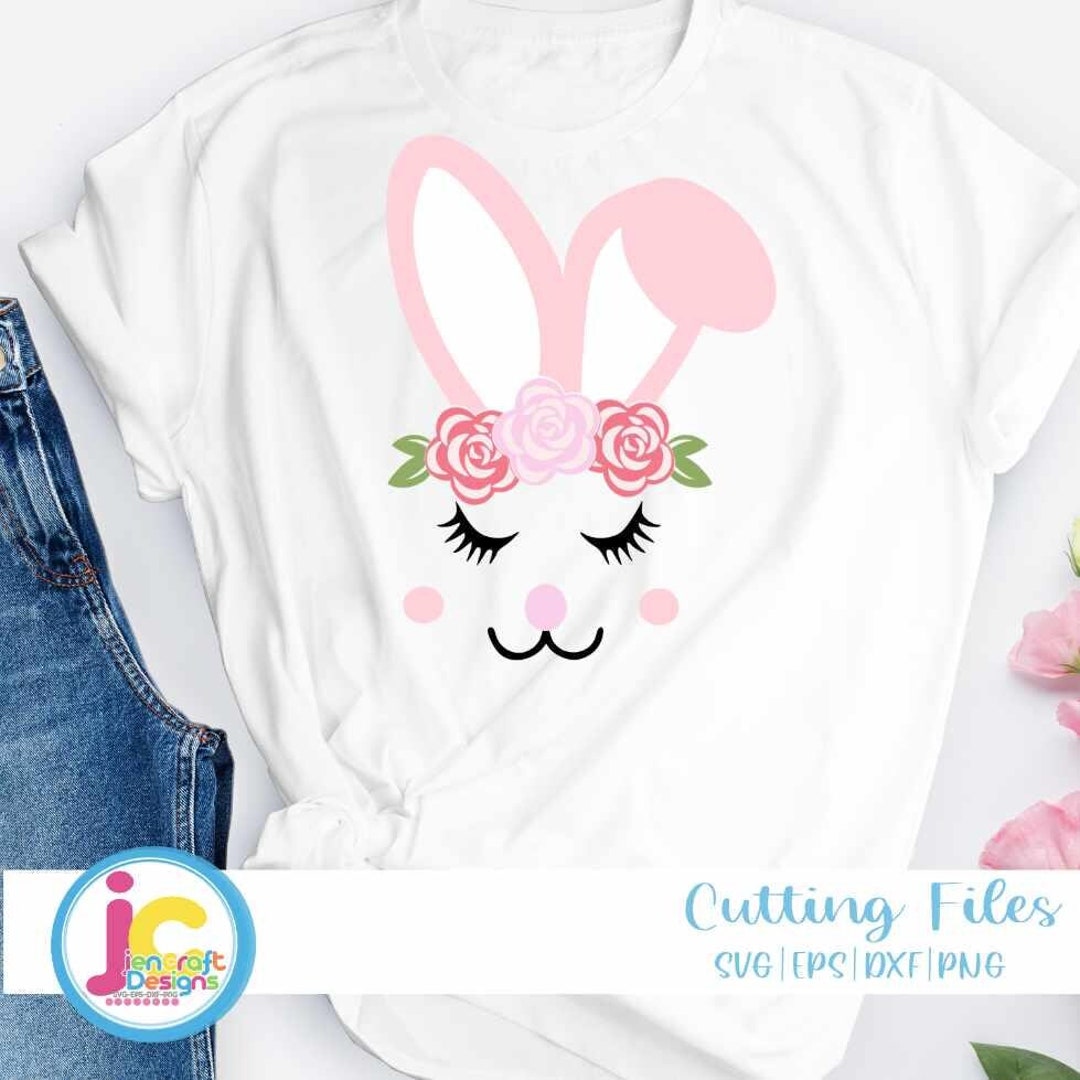 Easter Svg, Bunny Svg, Cute Girl Bunny Face Svg, Floral Bunny Rabbit ...