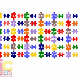 Puzzle Interlocking Svg Alpha Pack Font, Digital Alphabet and Numbers ...