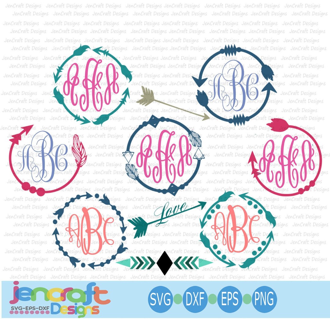 Arrow Frame Svg Boho Cute Tribal Arrow Monogram Svg Digital - Etsy