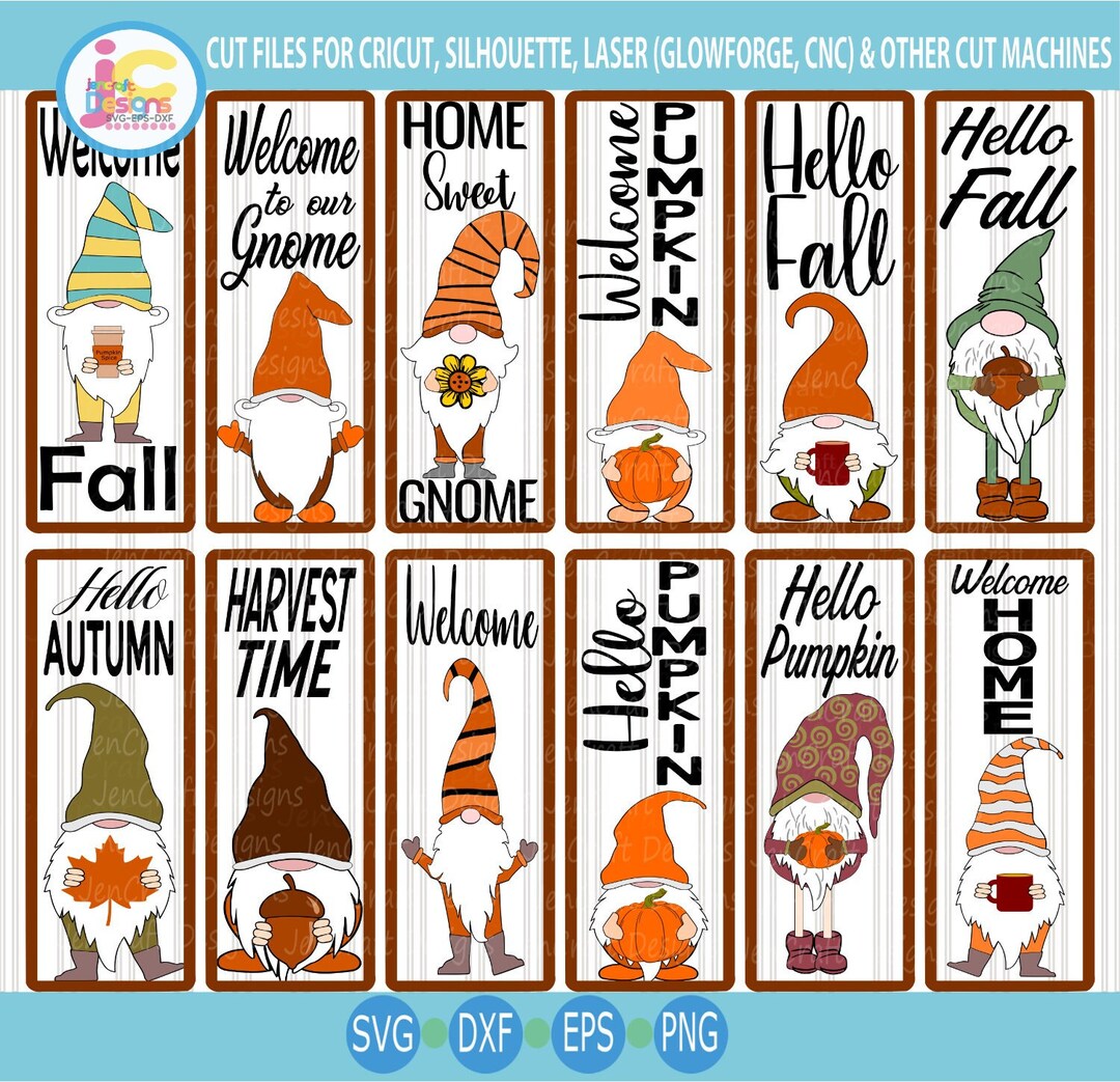 Fall Porch Leaner Sign SVG Bundle Gnome Pumpkin SVG Autumn Vertical ...