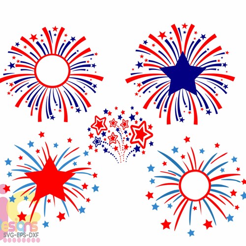 Fireworks Monogram Frame 4th of July America Patriotic - Etsy