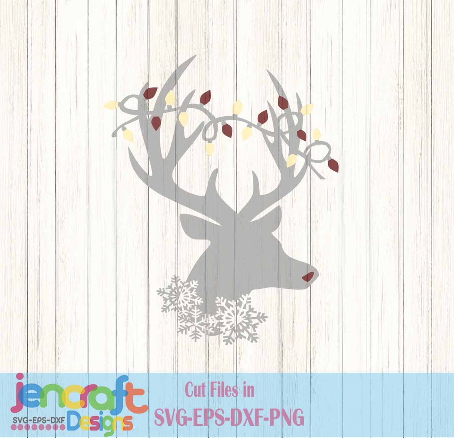 Christmas Svg Reindeer SVG Antlers Lights Snowflake Holidays - Etsy