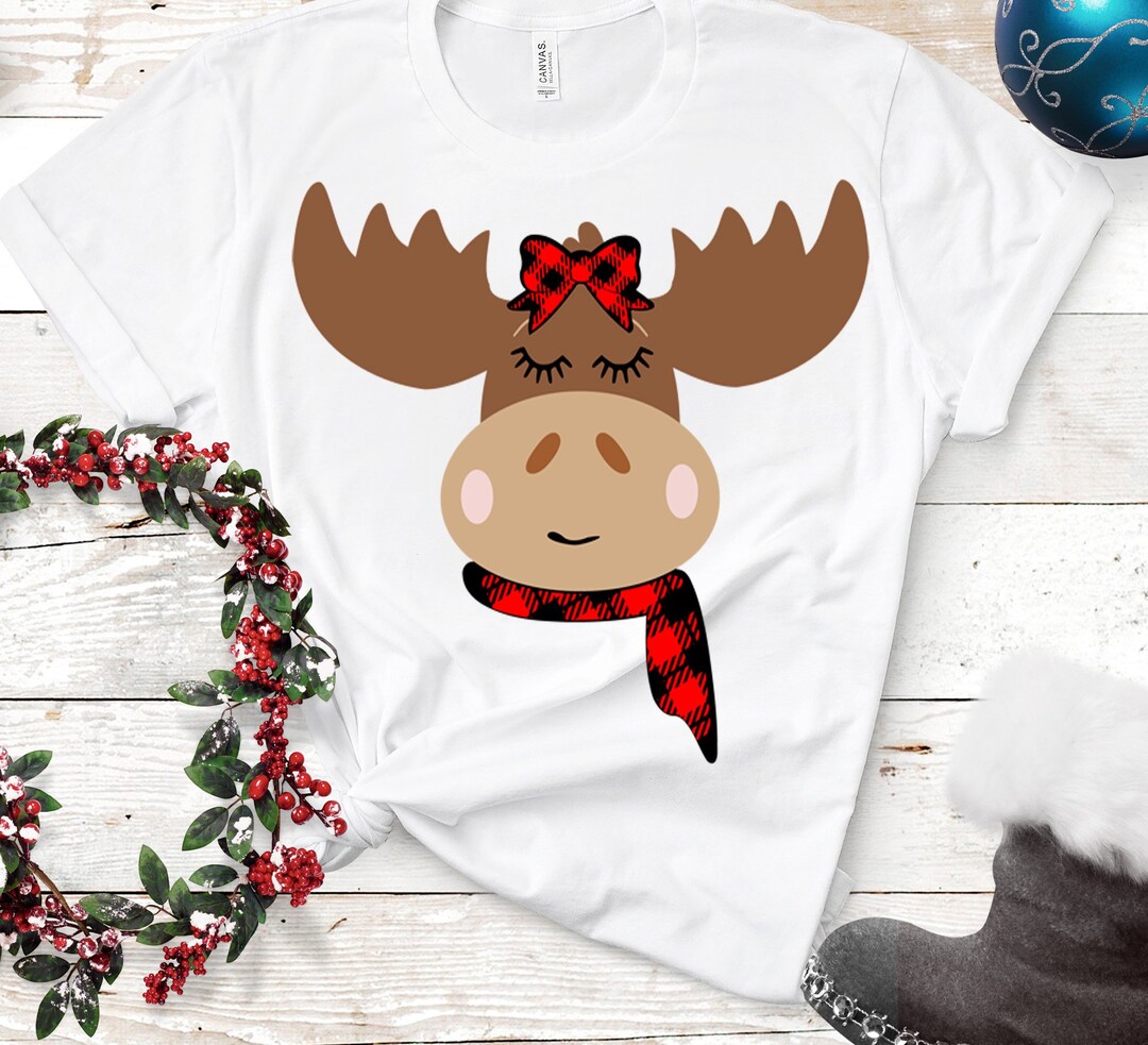 Girl Moose Face Svg, Moose Svg, Plaid Bow Outdoor SVG, EPS Png DXF ...