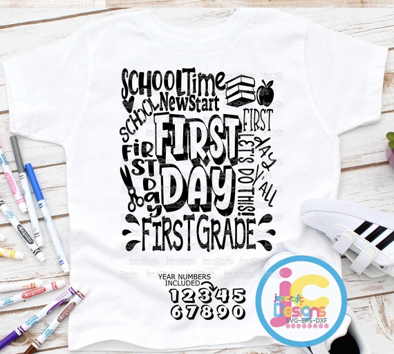 School Svg First Grade Svg Typography Back to School SVG First - Etsy