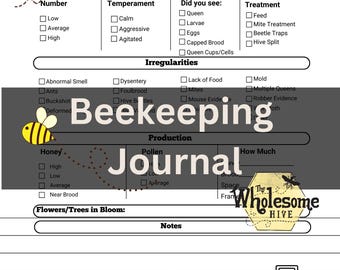 Beekeeping Log Book Journal Printable (50 Pages) Digital Download - Etsy