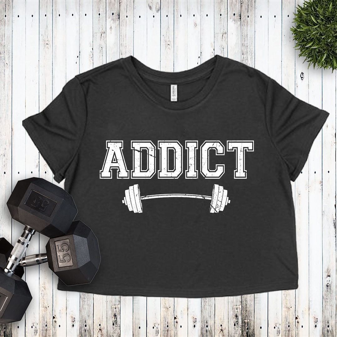 Gym Addict Funny Gym Crop Women's Cropped Tee Gym Crop - Etsy