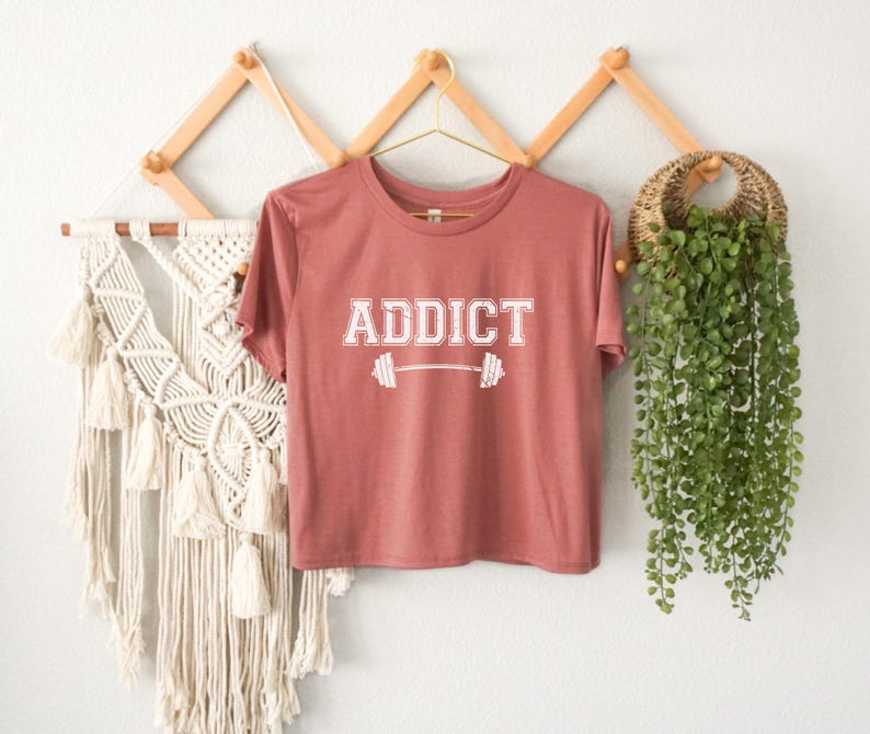 Gym Addict Funny Gym Crop, Women's Cropped Tee, Gym Crop, Funny Workout ...