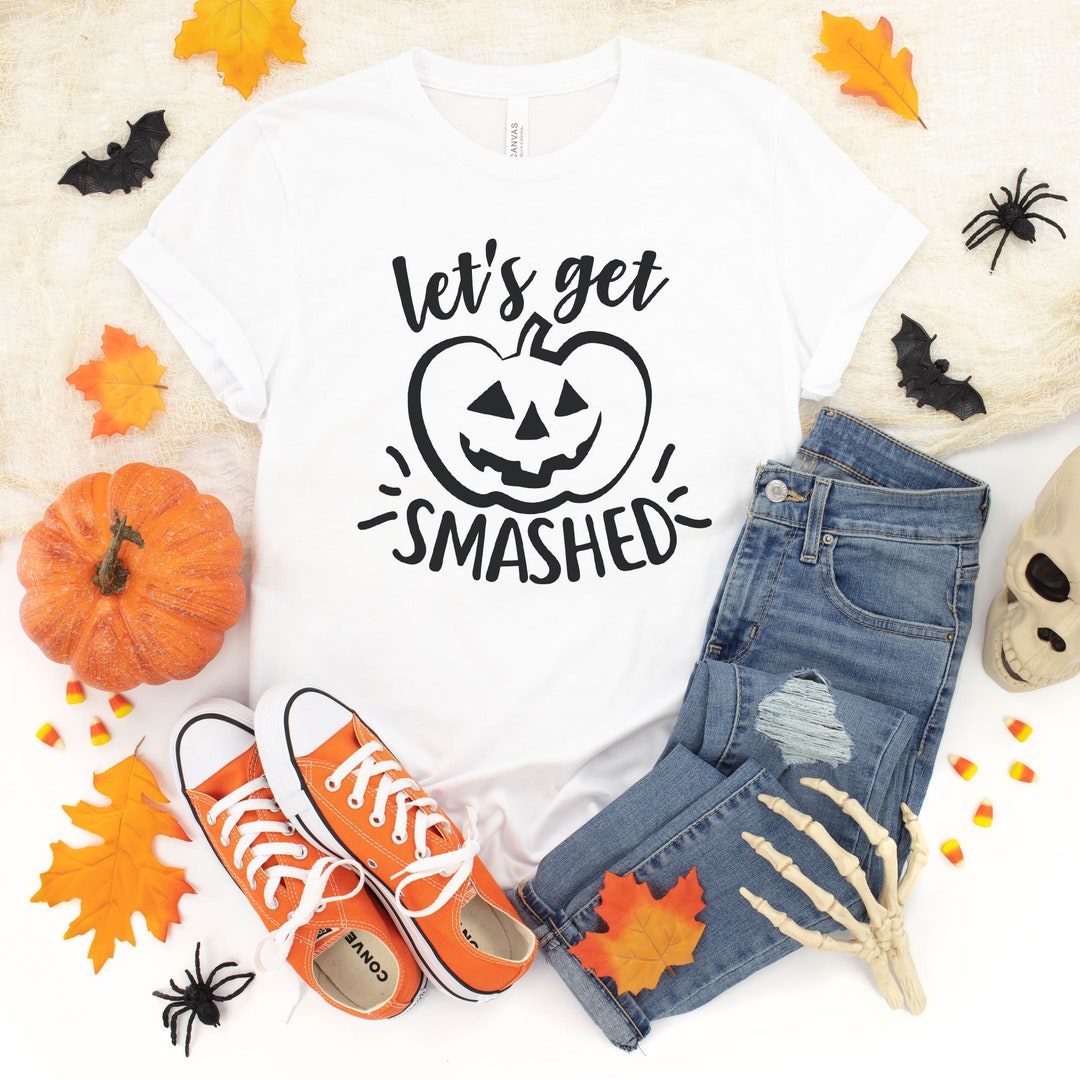 Let's Get Smashed Halloween Shirt Funny Pumpkin Tee Spooky October ...