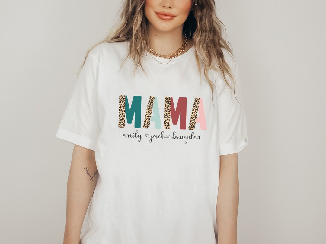Custom Mama Shirt With Kids Names Personalized Mom Shirt Meaningful ...