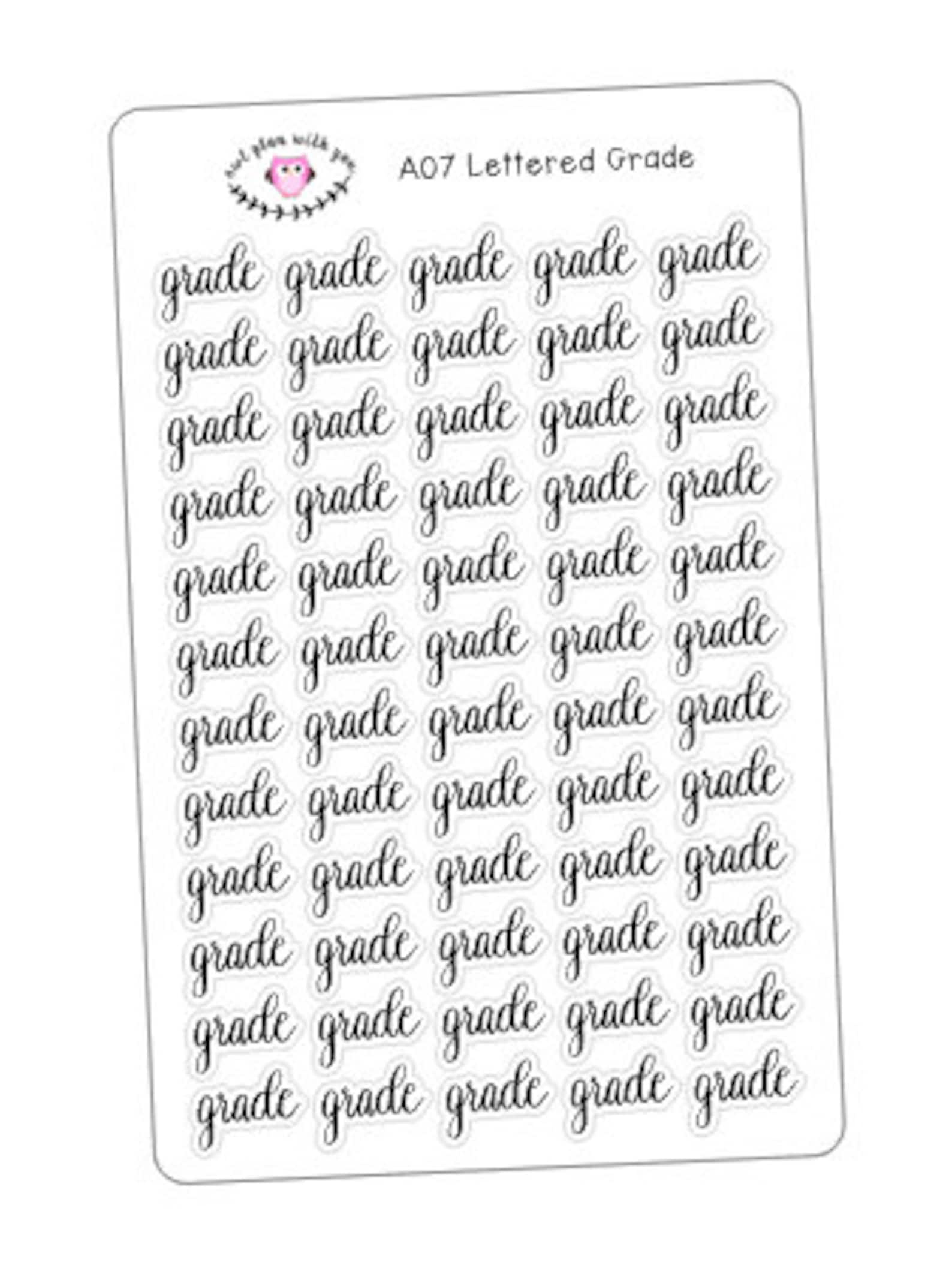 A07 // Pegatinas de grado con letras a mano - Etsy España