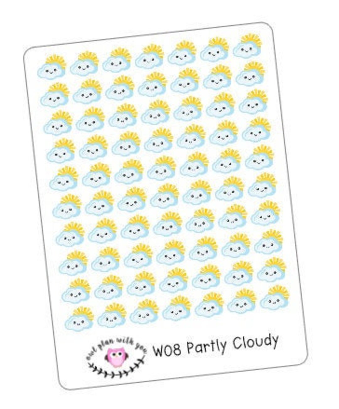 W08 || 70 Partly Cloudy Weather Tracking Stickers - Etsy