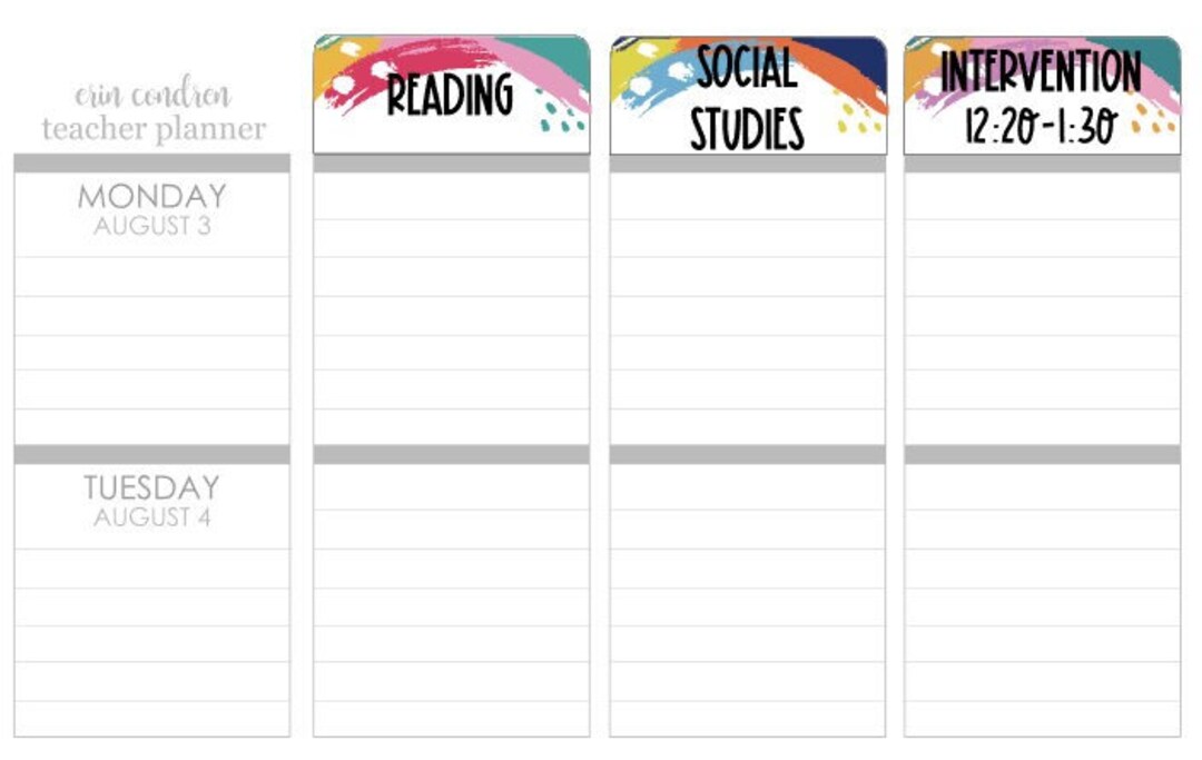 PR01 Painted Rainbow Colorful Teacher Planner Header - Etsy