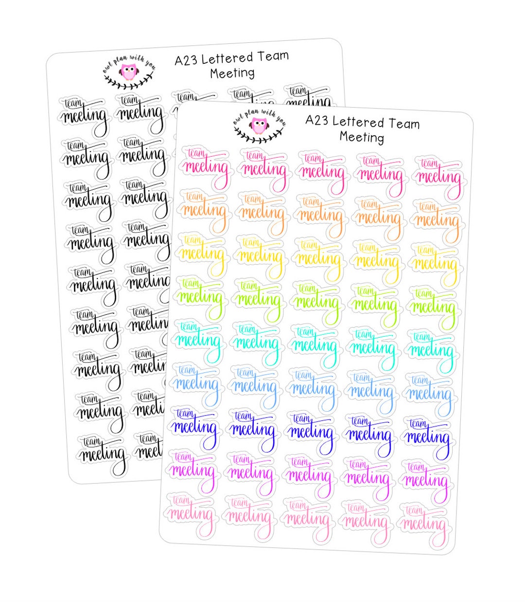 A23 || Hand-lettered Team Meeting Stickers - Etsy