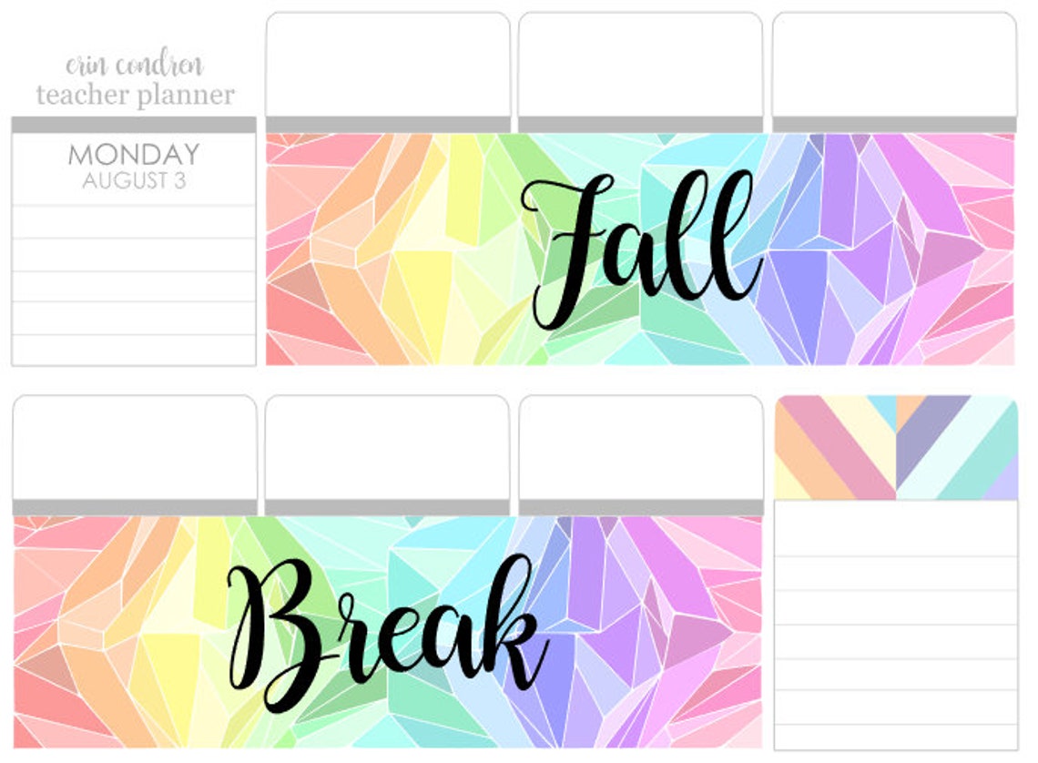 K10 Kaleidoscope Fall Break Full Day Stickers - Etsy