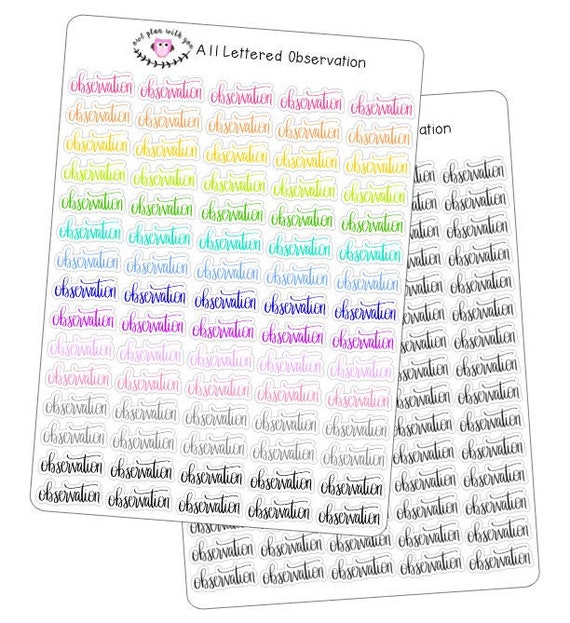A11 Hand-lettered Observation Stickers - Etsy