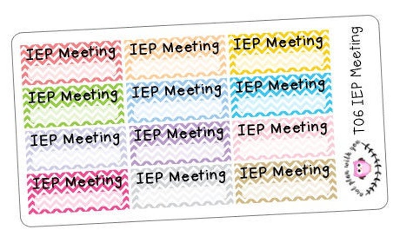T06 || 12 Chevron IEP Meeting Stickers - Etsy